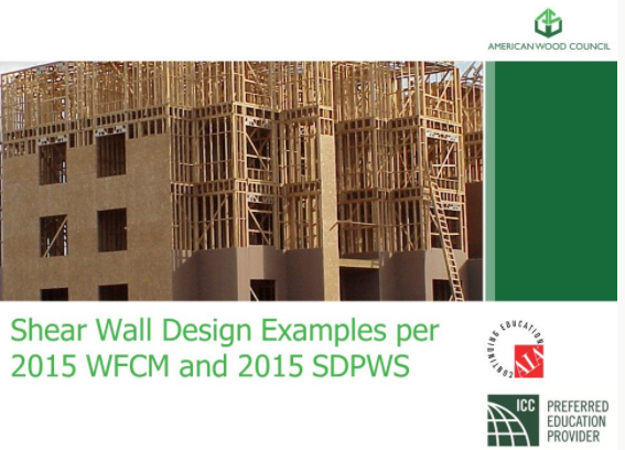 Wind Shear Wall Design Examples per 2015 WFCM and 2015 SDPWS - DES413-2